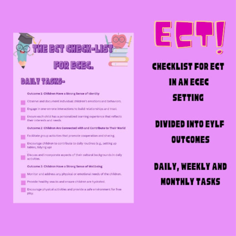 Early Childhood Teacher Checklist, ECT Checklist Job Descriptions Childcare Setting - Etsy Australia