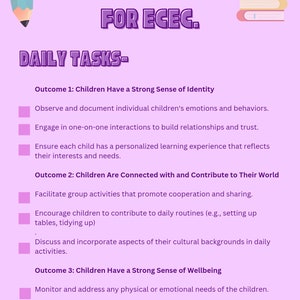 Early Childhood Teacher Checklist, ECT Checklist Job Descriptions ...