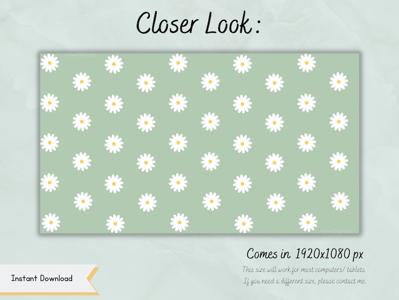 Green Daisy Wallpaper Set / Computer/ Laptop / Desktop/ Home Screen ...