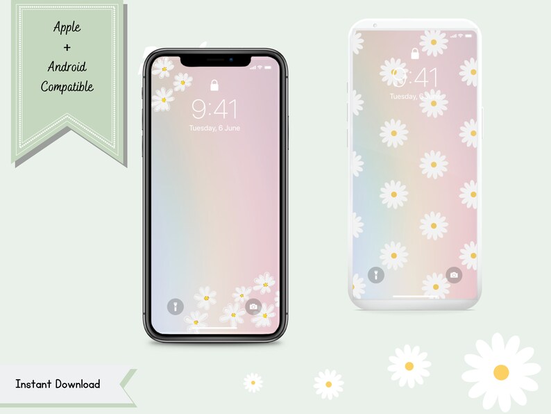 Rainbow Daisy Set / Phone Wallpaper / Home Screen / Lock Screen ...