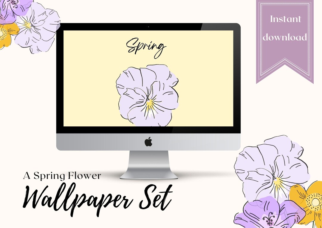 A Spring Flower Desktop Background Wallpaper Set / Pastel Colors / Mac ...