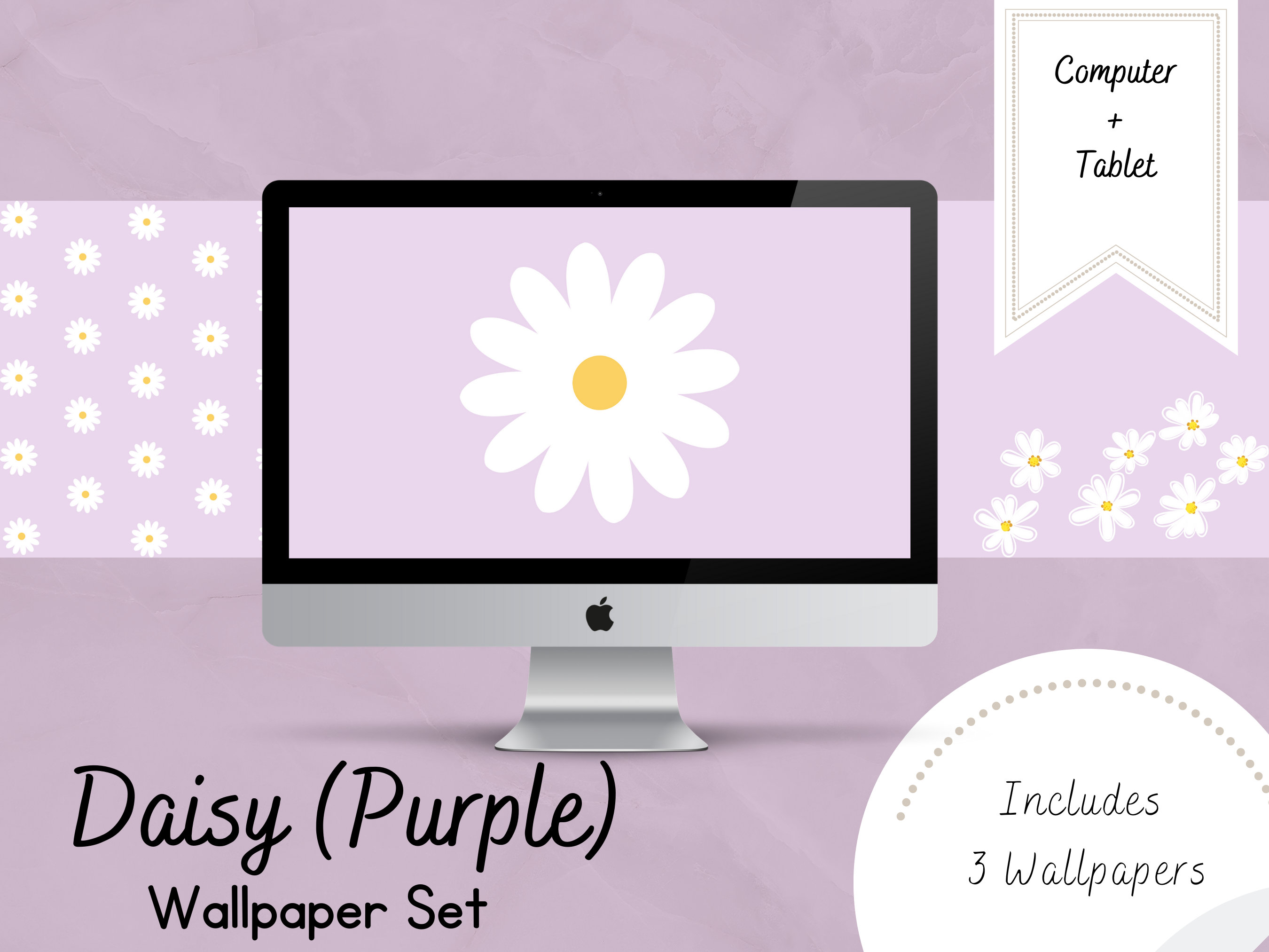 Purple Daisy Wallpaper Set / Computer/ Laptop / Desktop/ Home Screen ...