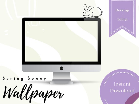 Spring Bunny Desktop Digital Wallpaper Background / Apple Imac | Etsy