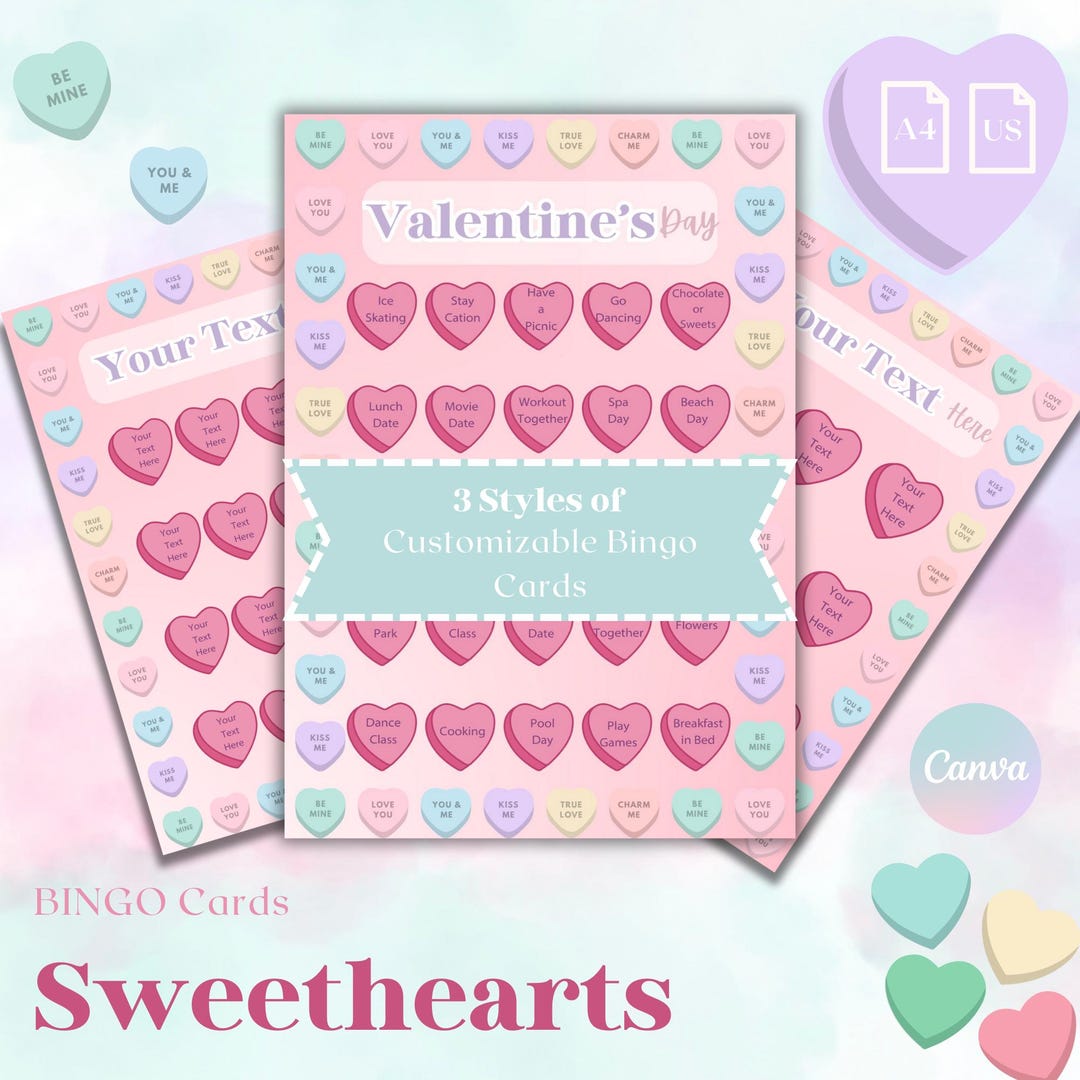 Sweethearts BINGO Cards/ Valentine’s Day Activity / Print and Digital ...