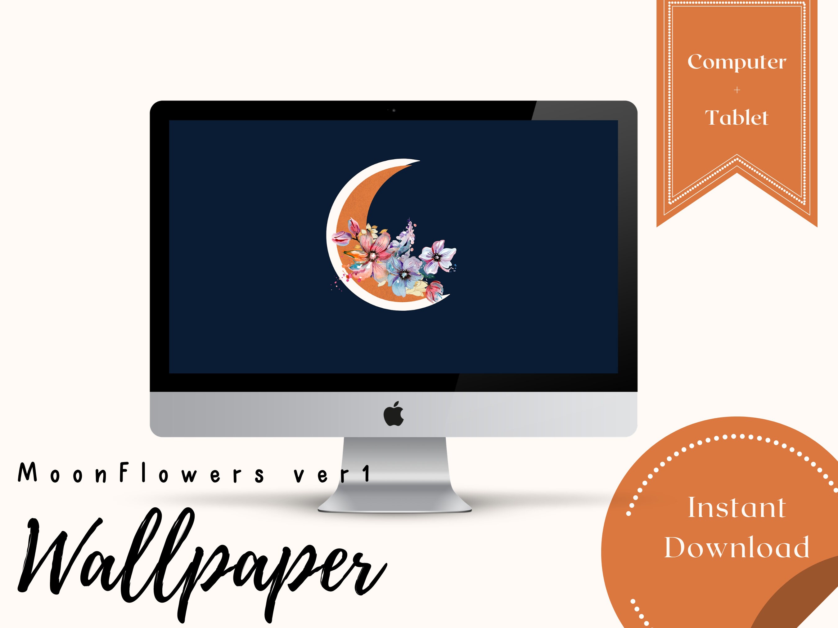 Moon Flowers Ver 1 Desktop Wallpaper - Etsy