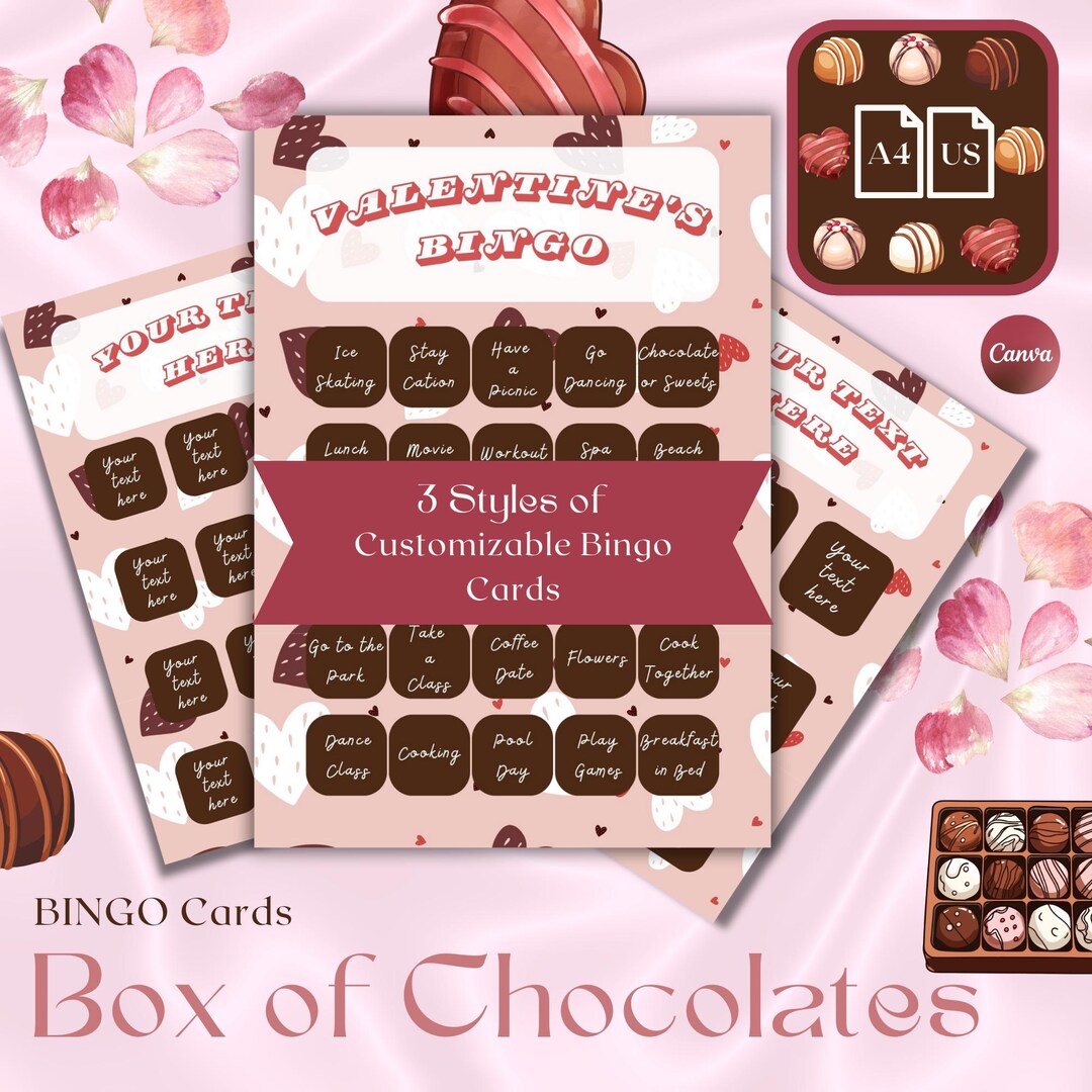 Box of Chocolates BINGO Cards/ Valentine’s Day Activity/ Print and ...