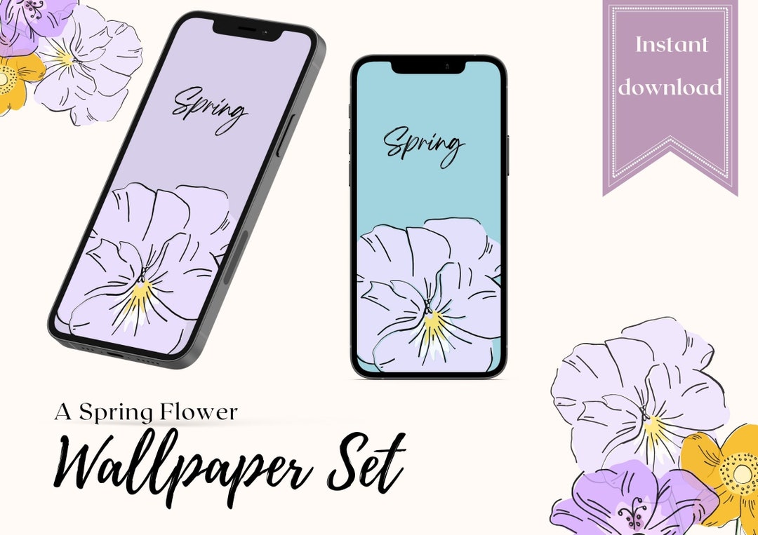 Spring Flower Phone Background Wallpaper Set of 5/ Pastel Colors ...
