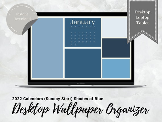 Paper 2022 Basic Yellow Monday Start Desktop Laptop Computer Organizer ...