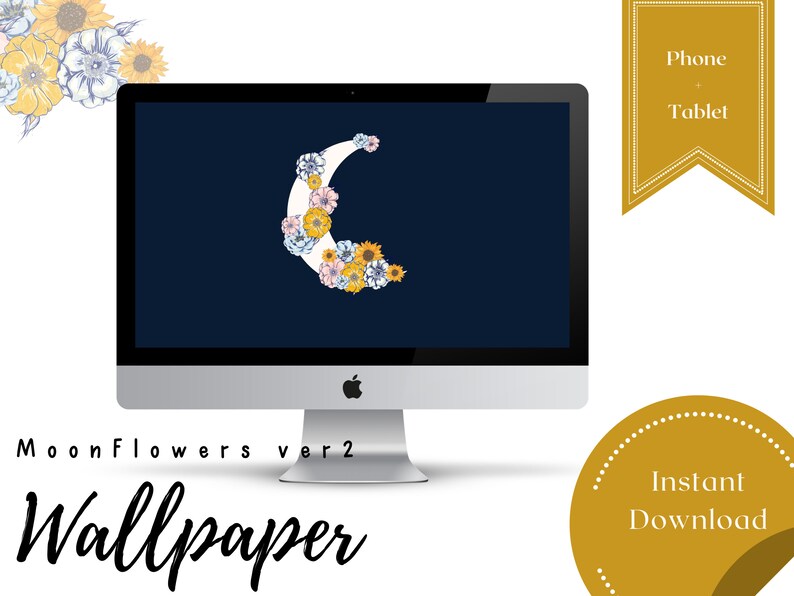 Moon Flowers Ver 2 Desktop Wallpaper - Etsy