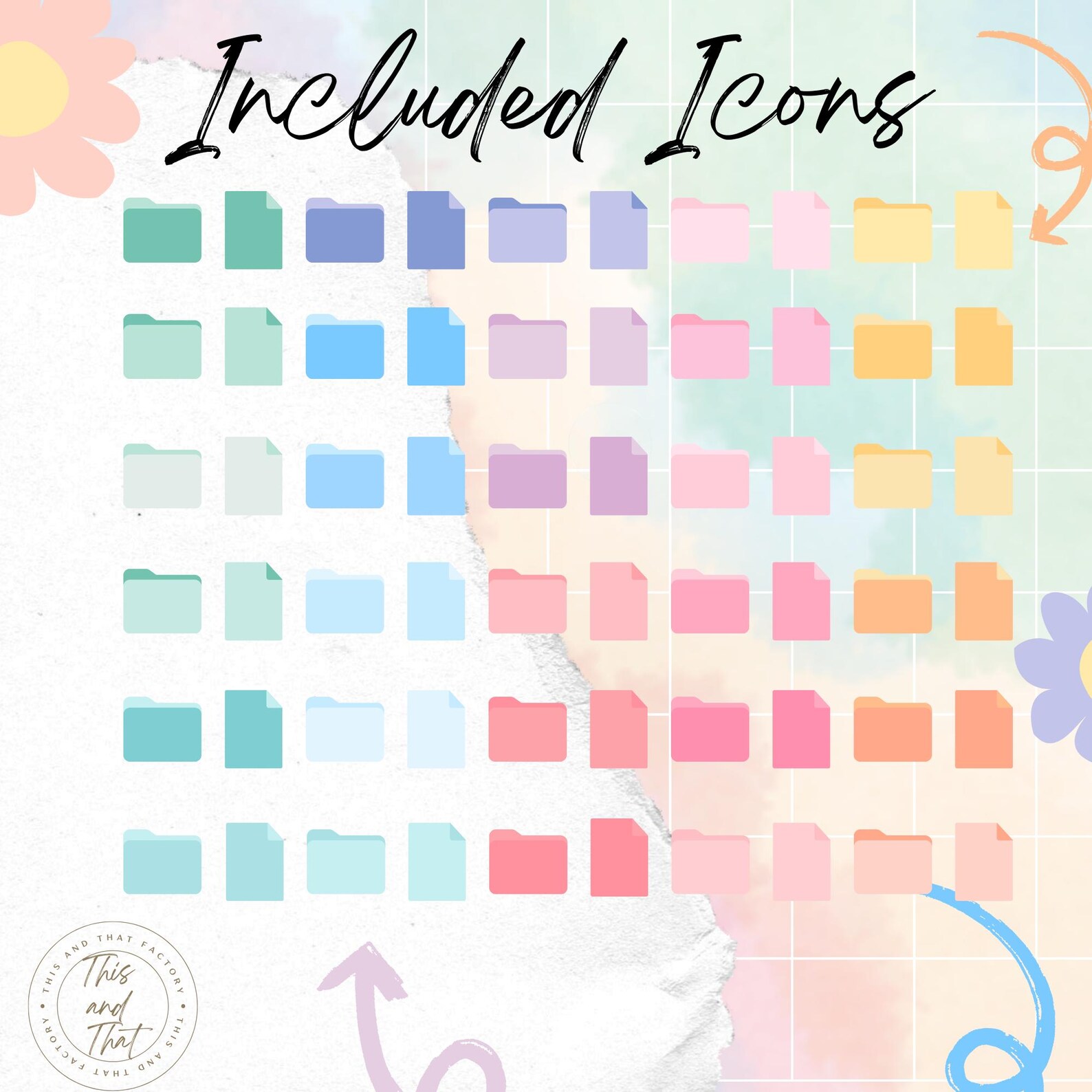 Pastel Spring Folder + Document Icon Set - Etsy