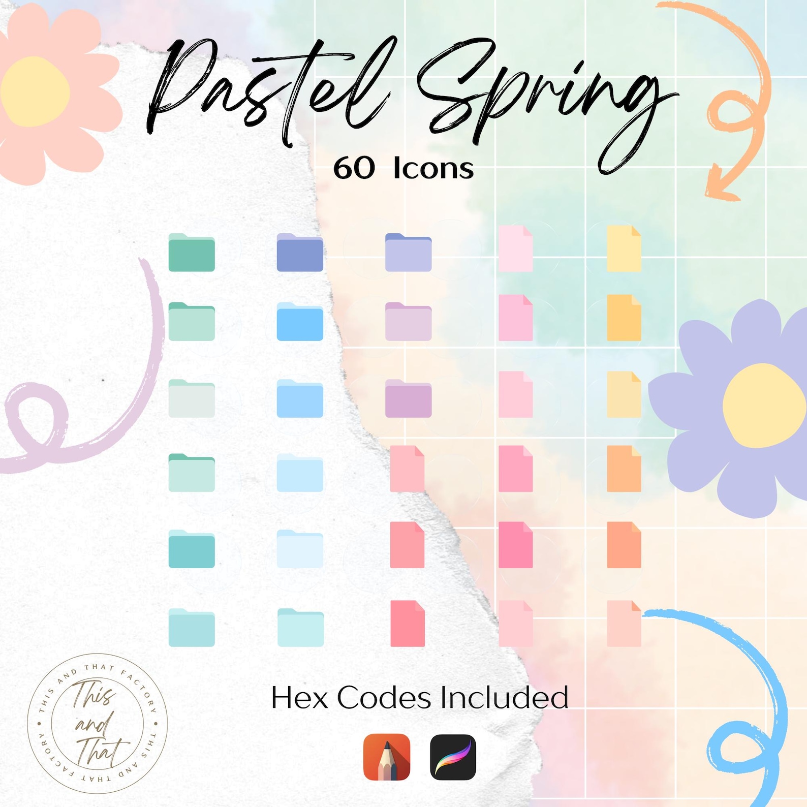 Pastel Spring Folder + Document Icon Set - Etsy