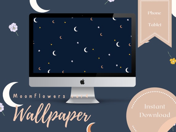Moon Flowers Ver 5 Desktop Computer Laptop Wallpaper | Etsy