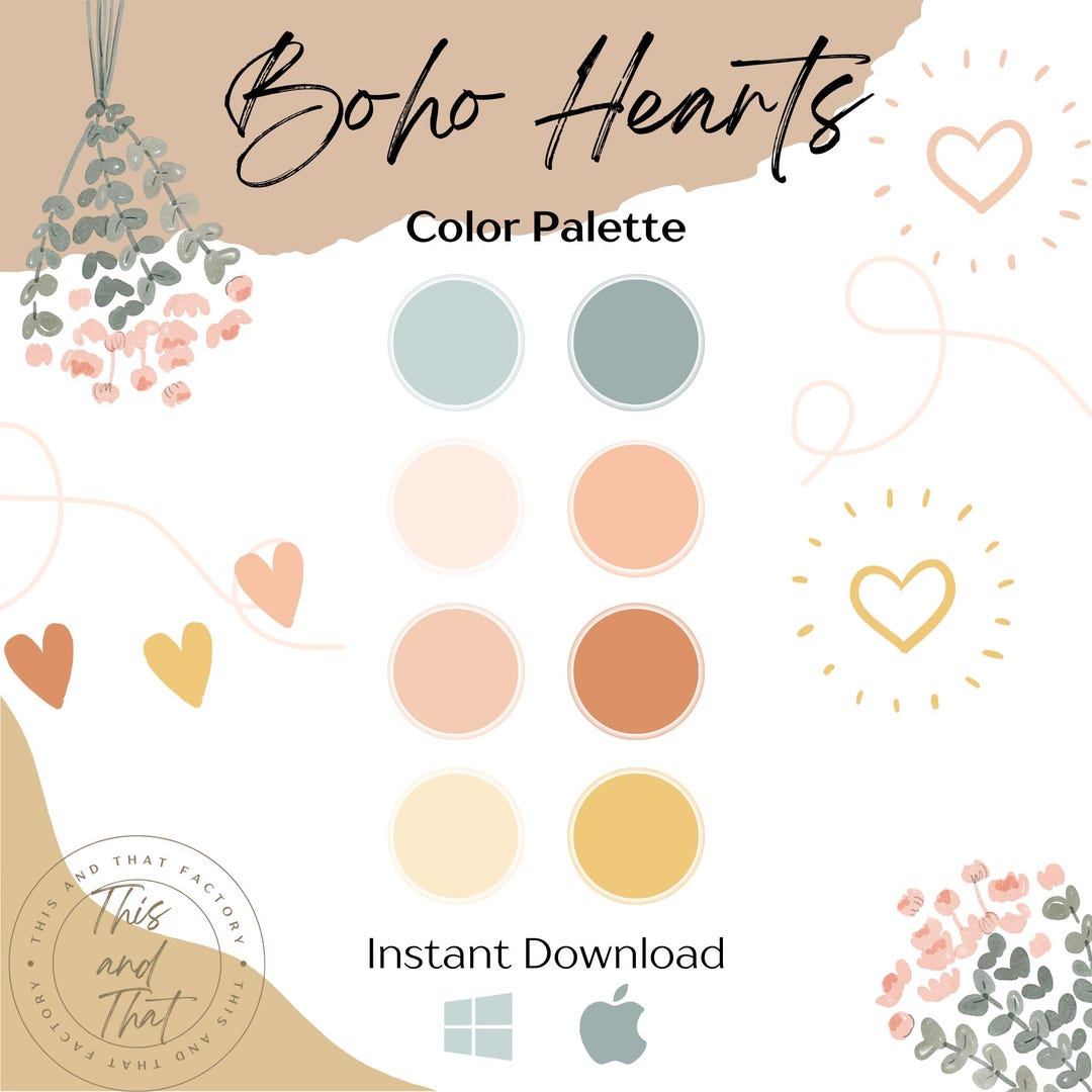 Boho Hearts Color Palette | Sketchbook | Procreate | Hipaint - Etsy