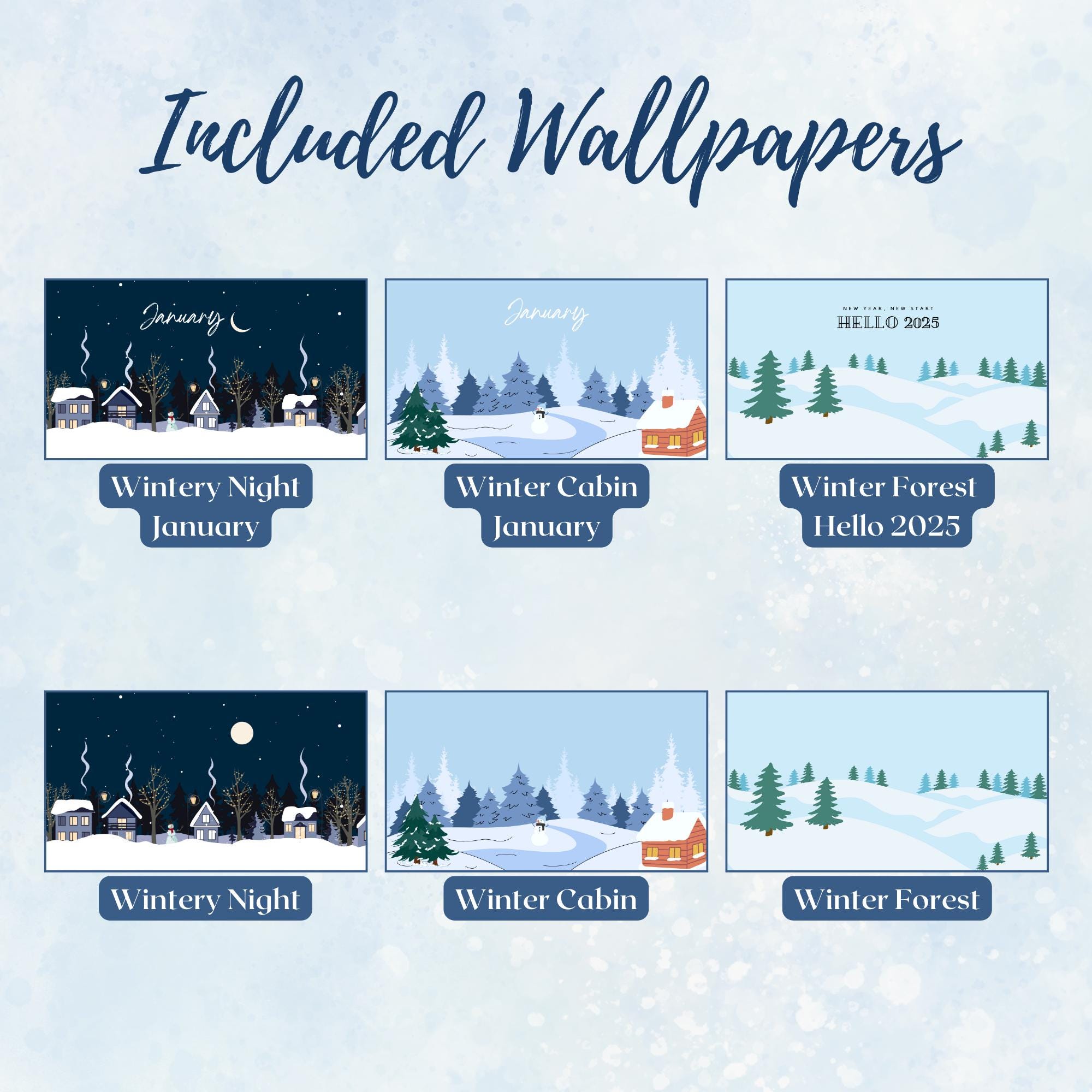 January 2025 - Winter Computer Tablet Home Screen Lock Screen Wallpaper ...