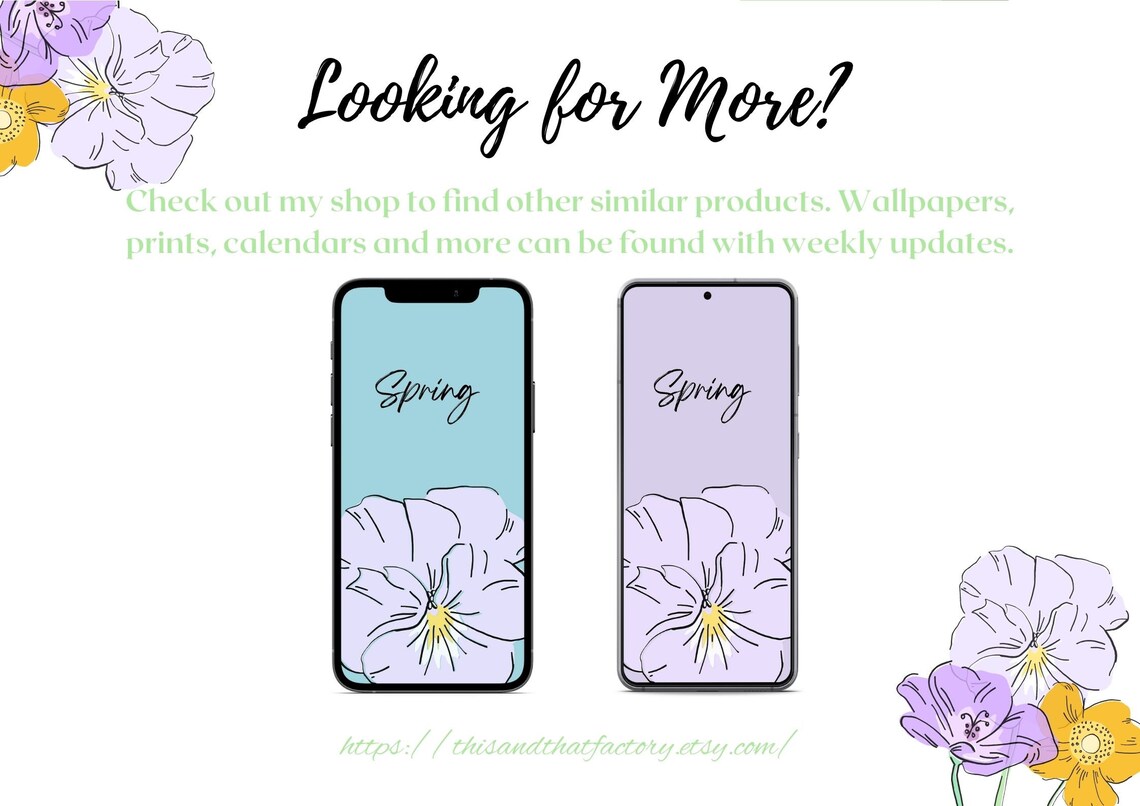 Simple Spring Flowers Phone Wallpaper Set of 5 / Apple Iphone/ Samsung ...