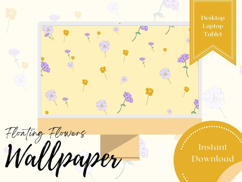 Floating Flowers- Yellow Desktop Laptop Computer Background Wallpaper ...