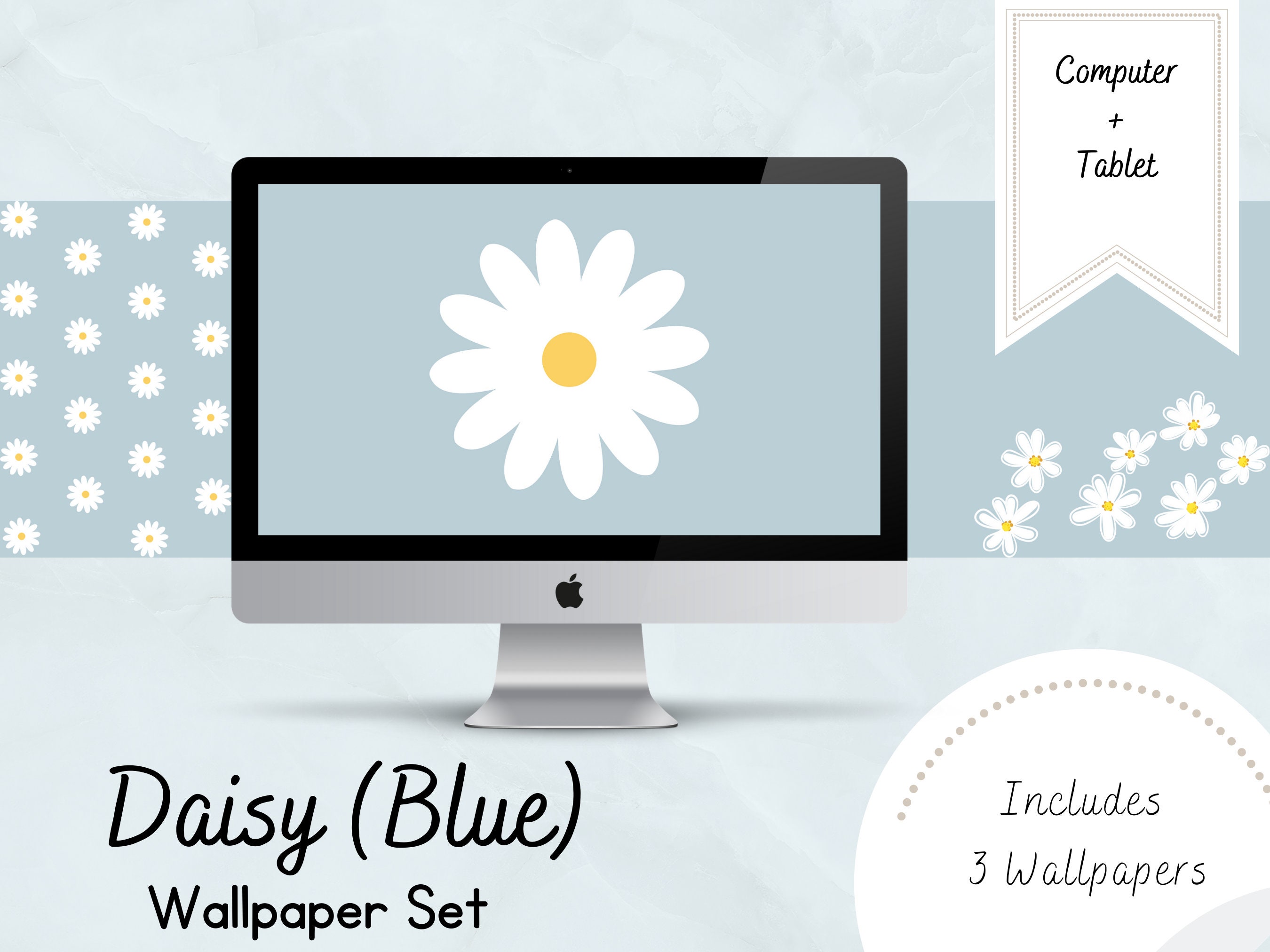 Blue Daisy Wallpaper Set / Computer/ Laptop / Desktop/ Home - Etsy