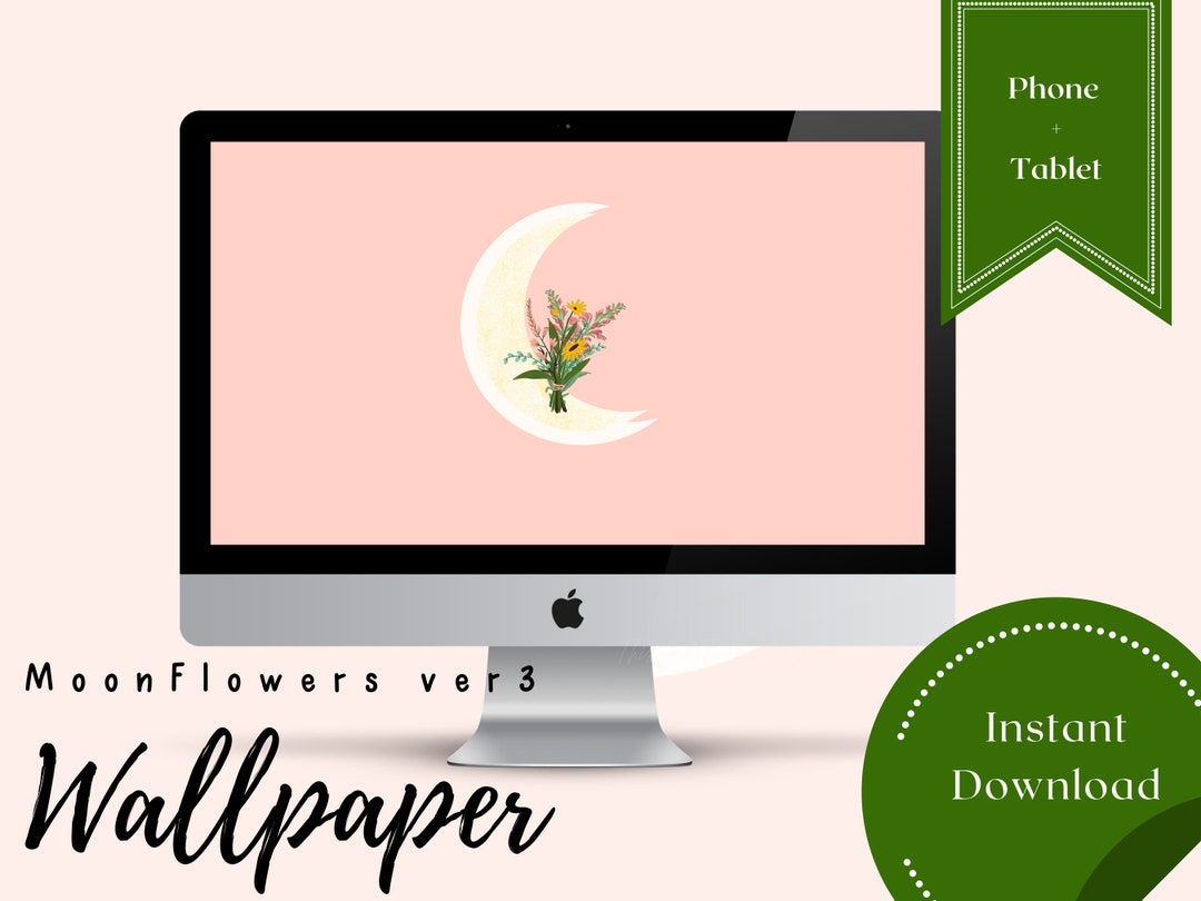 Moon Flowers Ver 3 Desktop Computer Wallpaper - Etsy