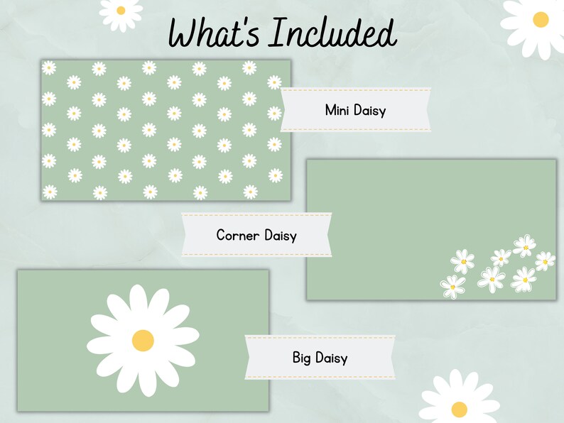 Green Daisy Wallpaper Set / Computer/ Laptop / Desktop/ Home Screen ...