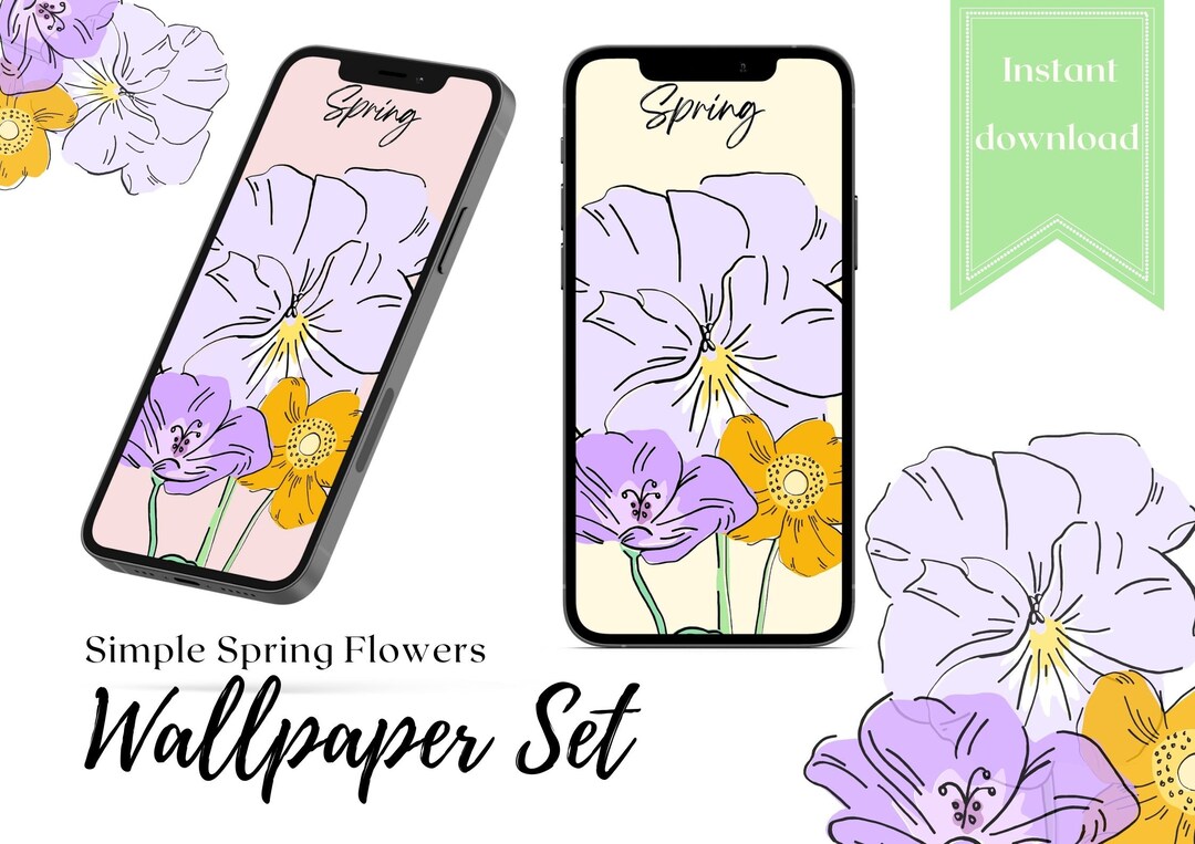 Simple Spring Flowers Phone Wallpaper Set of 5 / Apple Iphone/ Samsung ...