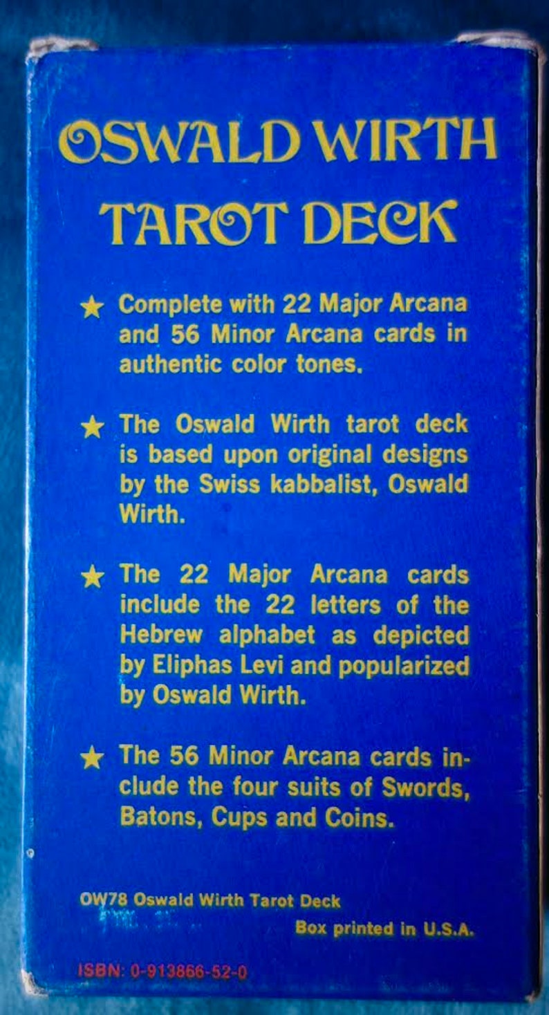 Muller “oswald Wirth Tarot Deck” Tarot Cards, U.S. Games Systems Publ ...