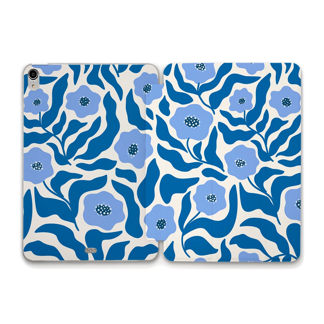 Cute iPad Case Blue Flowers Aesthetic iPad 10th 9th 10.2 Air 5th 4th 10 ...