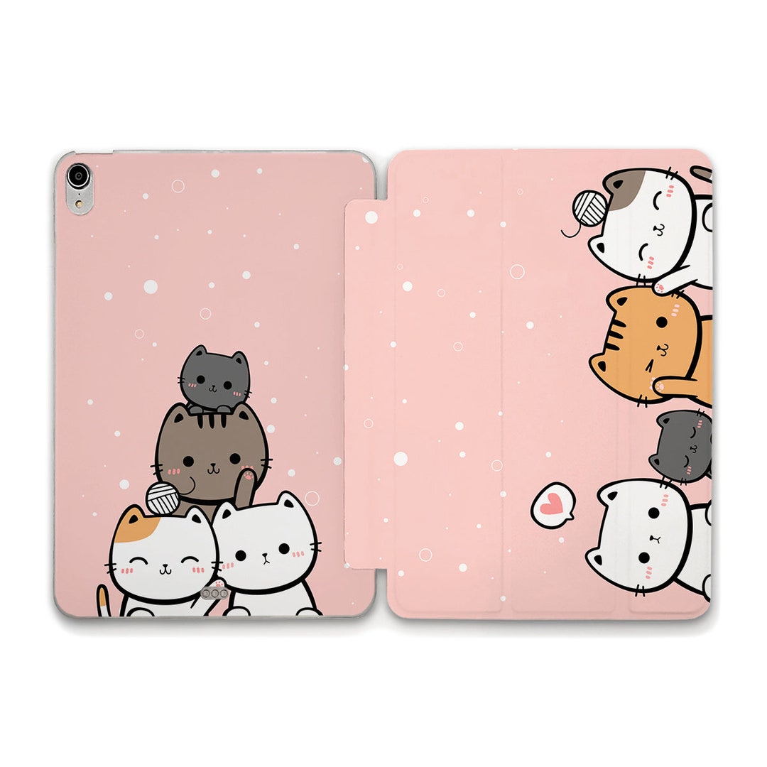 Cats iPad Case Cute Animals Kawaii iPad 10th 9th 10.2 Air 5th 4th 10.9 ...