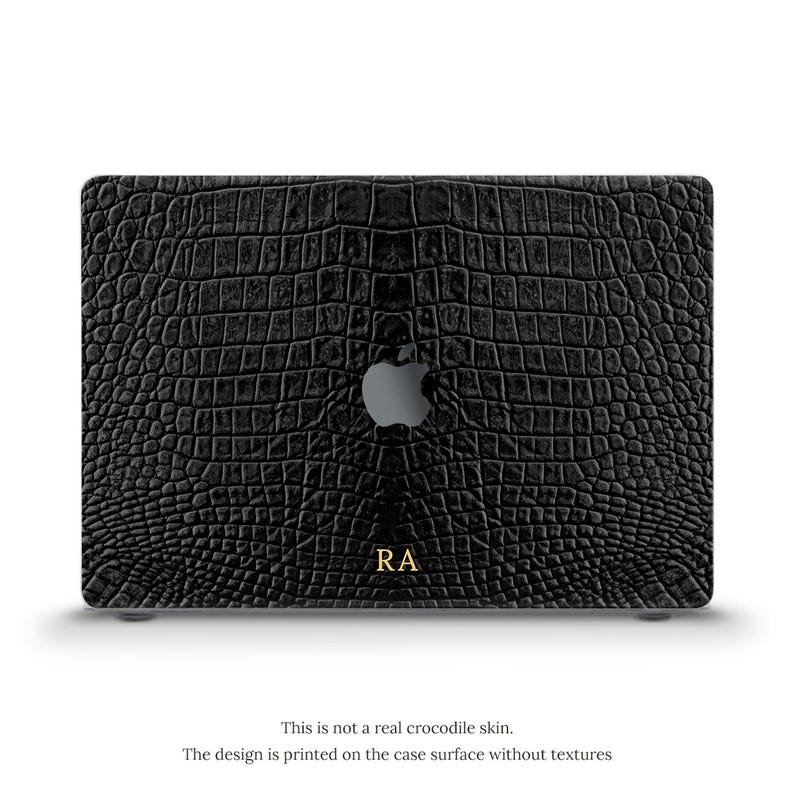 Initials MacBook Case Aesthetic Black Crocodile MacBook Air 13 Inch Air ...