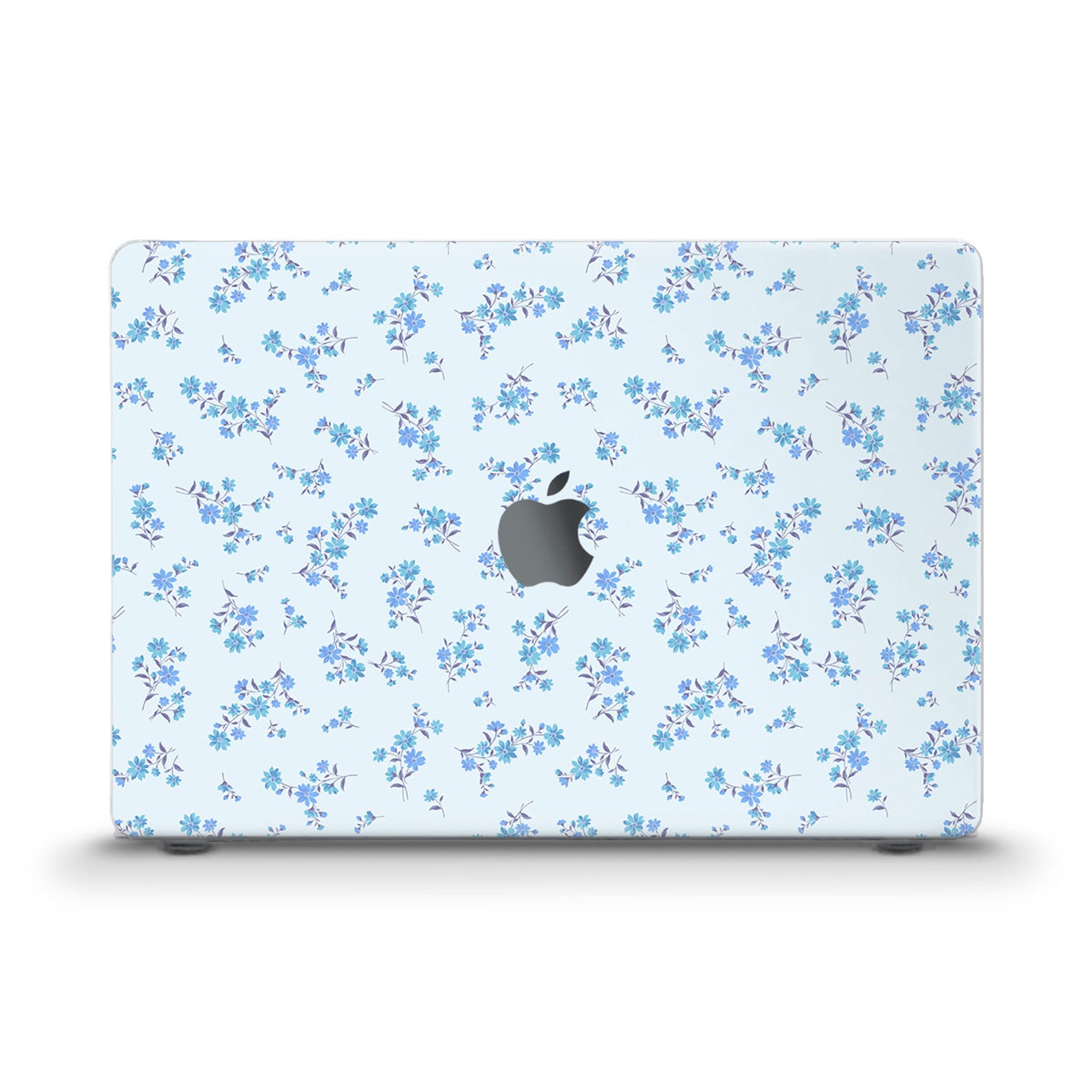 Flowers MacBook Case Cute Blue Floral MacBook Air 13 Air 15 M2 M3 Pro ...