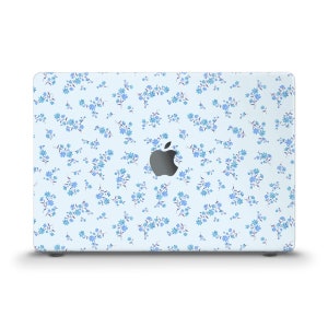 Flowers MacBook Case Cute Blue Floral MacBook Air 13 Air 15 M2 M3 Pro ...