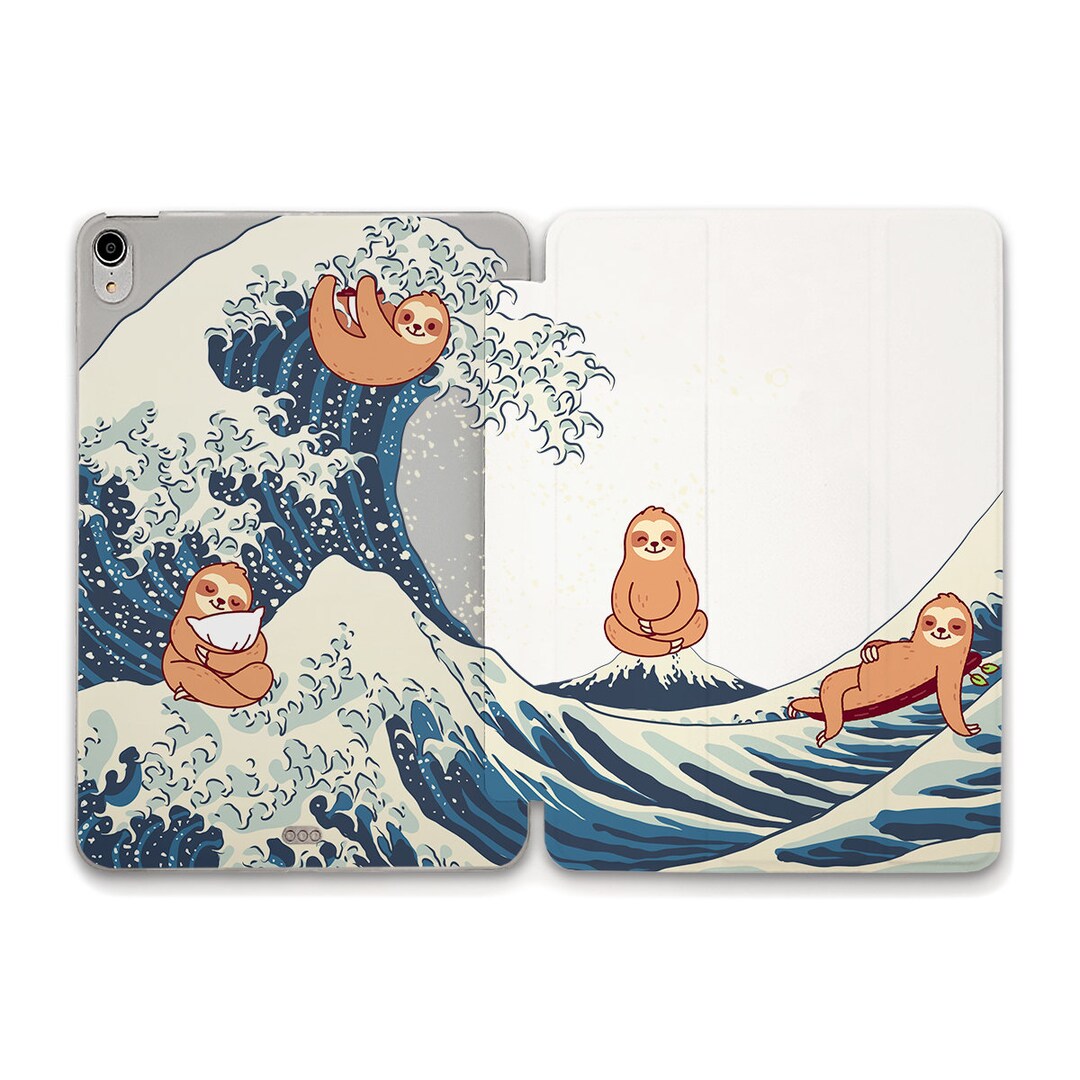 Japanese iPad Case Cute Sloth Kawaii Animal Funny iPad 10.2 Air 5 10.9 ...