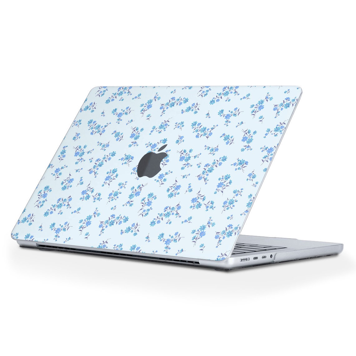 Flowers MacBook Case Cute Blue Floral MacBook Air 13 Air 15 M2 M3 Pro ...