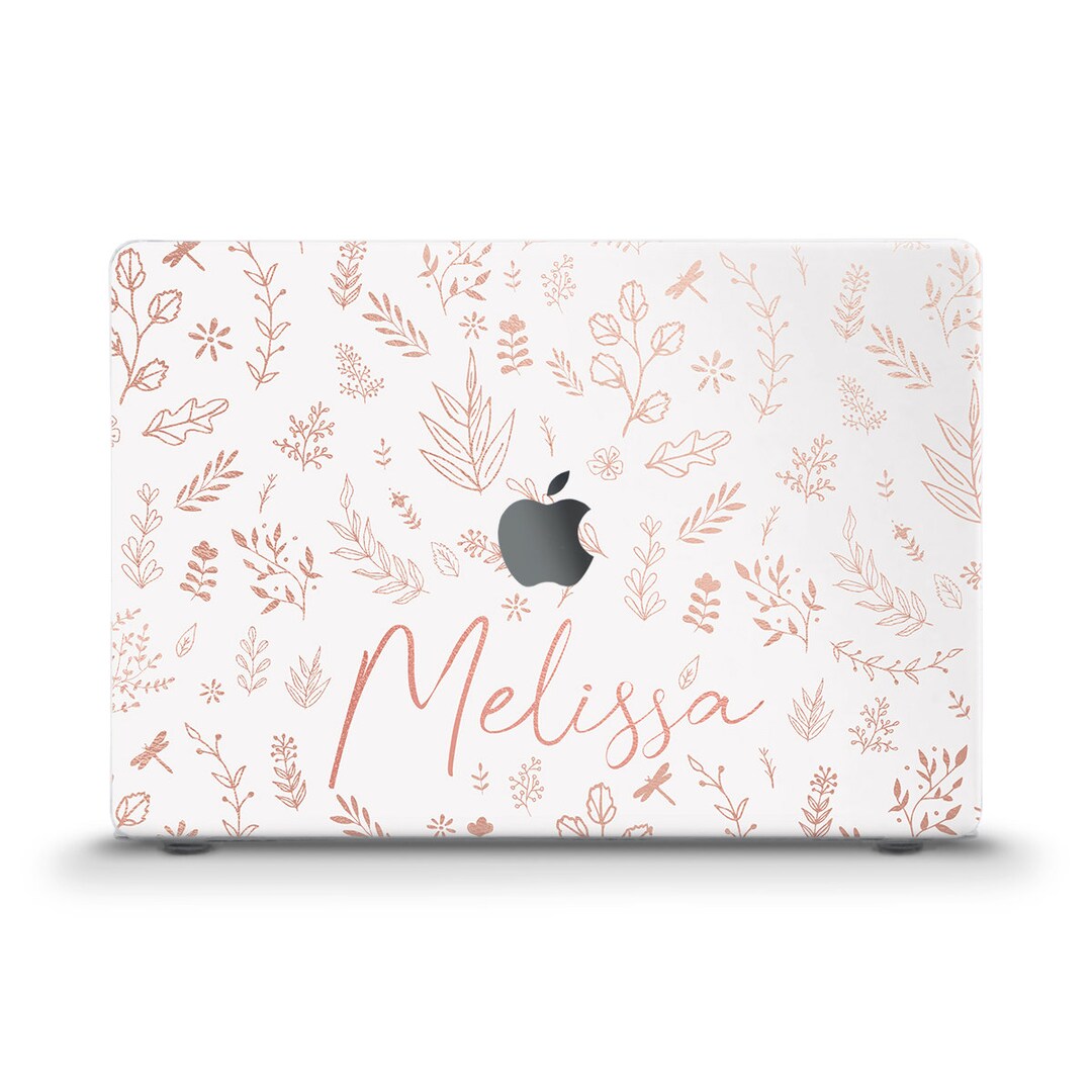 Rose Gold MacBook Case Aesthetic Custom Name Floral MacBook Air 13 Pro ...