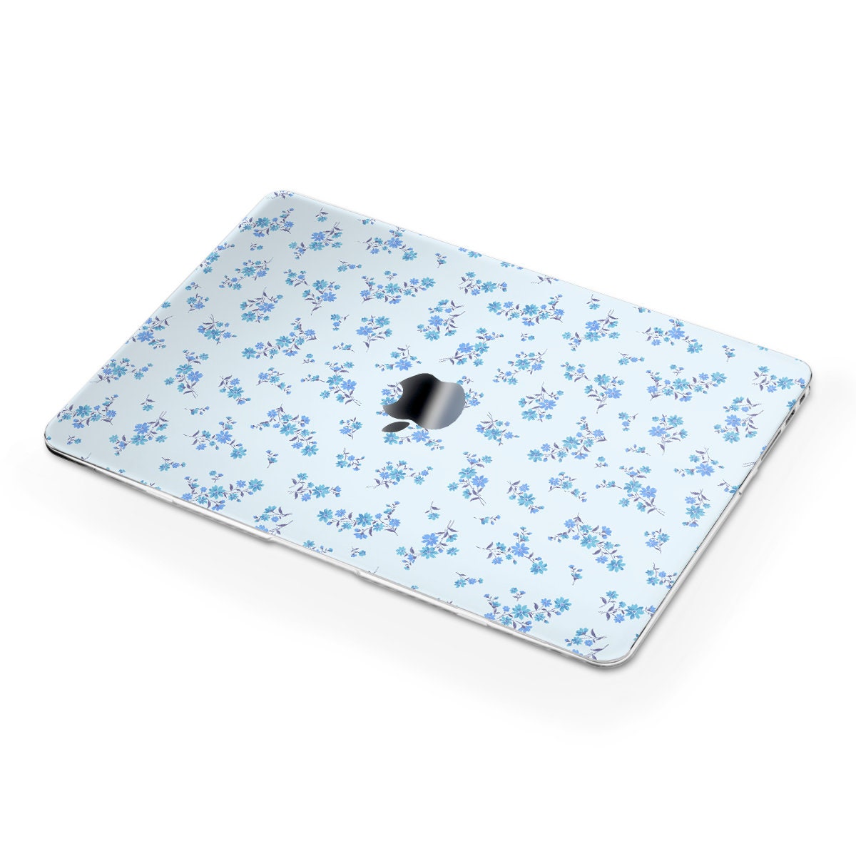 Flowers MacBook Case Cute Blue Floral MacBook Air 13 Air 15 M2 M3 Pro ...