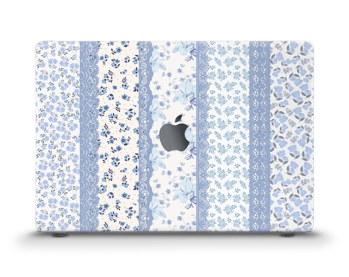 Cute MacBook Case Blue Flowers Aesthetic MacBook Air 13 Inch Air 15 M2 ...