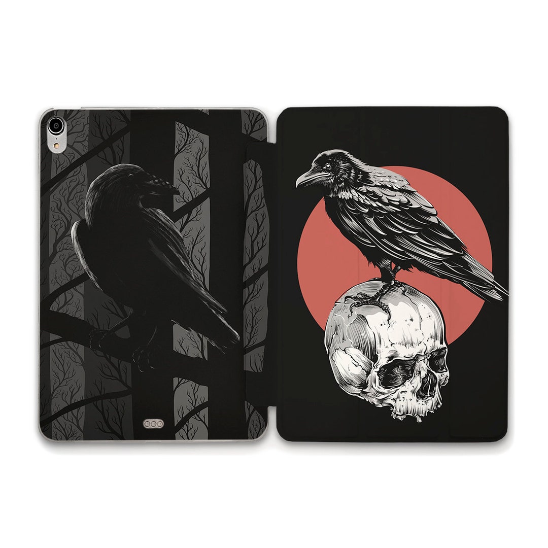 Goth iPad Case Black Bird Skull Raven iPad 10th 10.2 Air 5 4 10.9 iPad ...