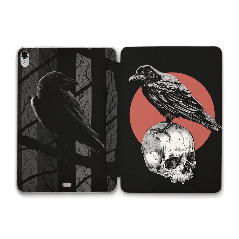 Goth Ipad Case Black Bird Skull Raven Ipad 10th 10.2 Air 5 4 - Etsy