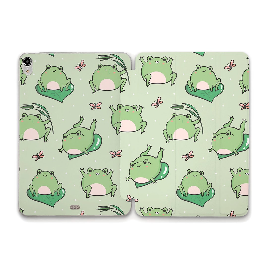 Frogs iPad Case Cute Green Frog Pattern for Kids iPad 10.2 Air 5 10.9 ...