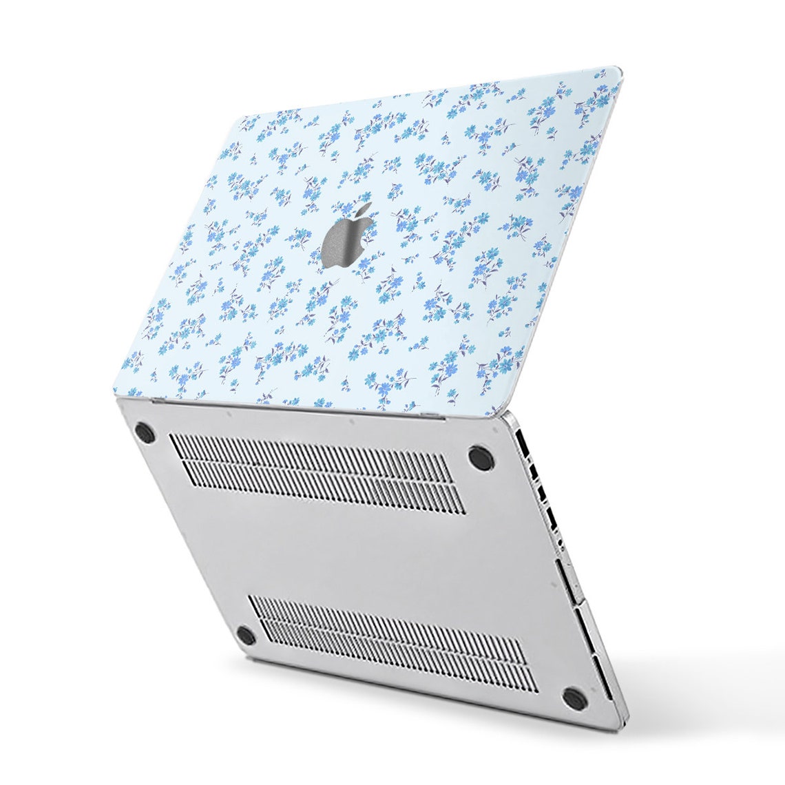 Flowers MacBook Case Cute Blue Floral MacBook Air 13 Air 15 M2 M3 Pro ...