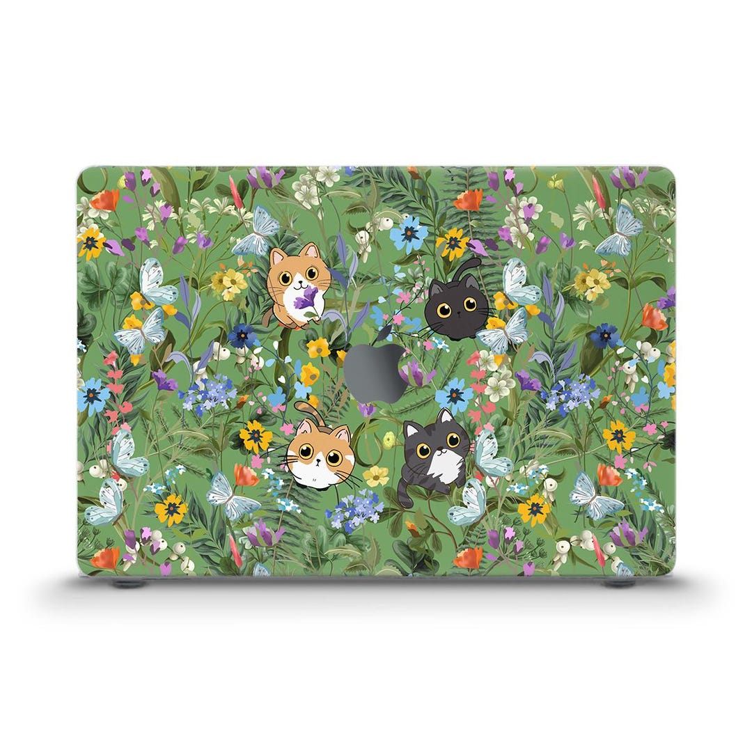 Cute MacBook Case Aesthetic Flowers Cats MacBook Air 13 15 Inch M2 M3 ...