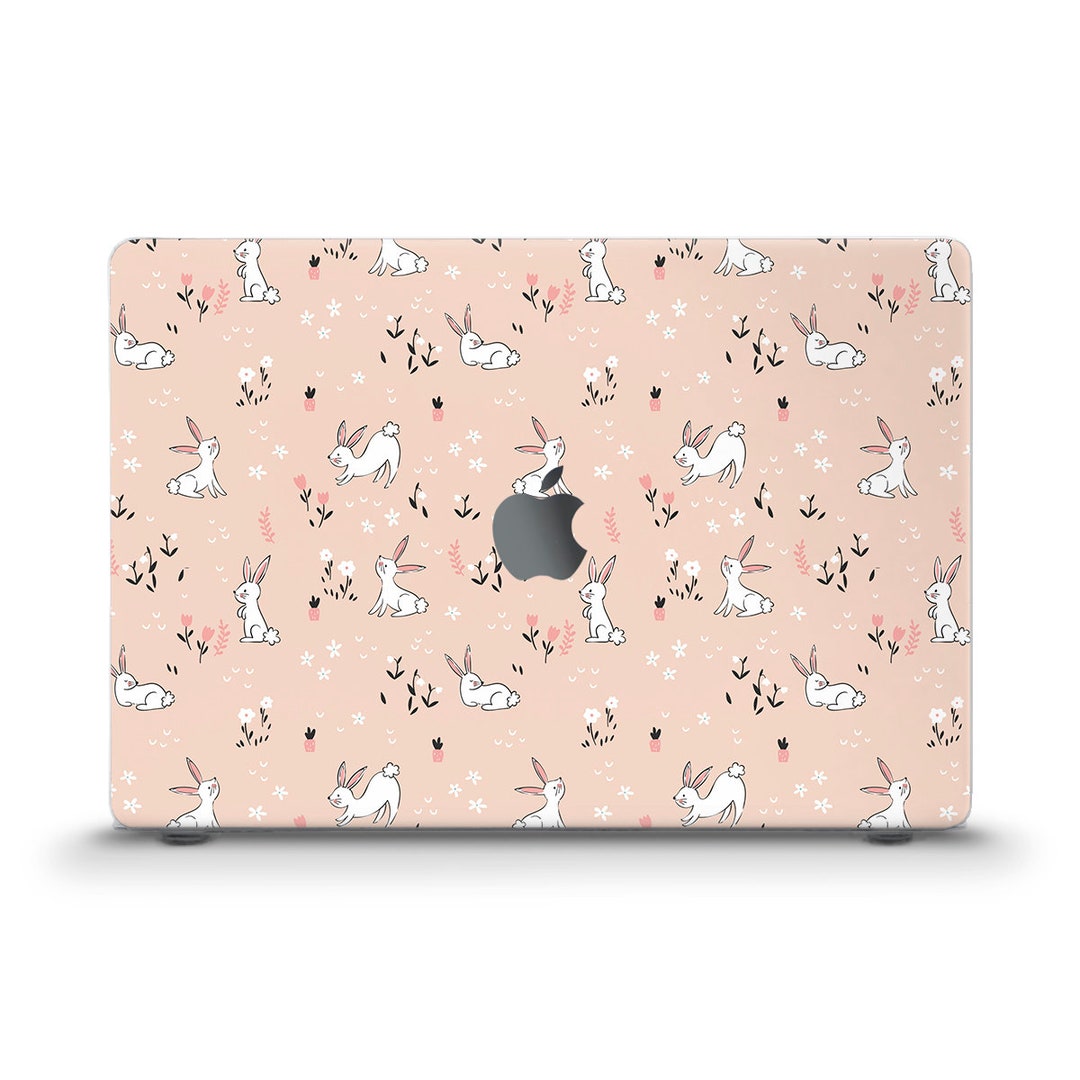 Cute MacBook Case Kawaii Rabbits Flowers MacBook Air 13 Air 15 M2 M3 ...