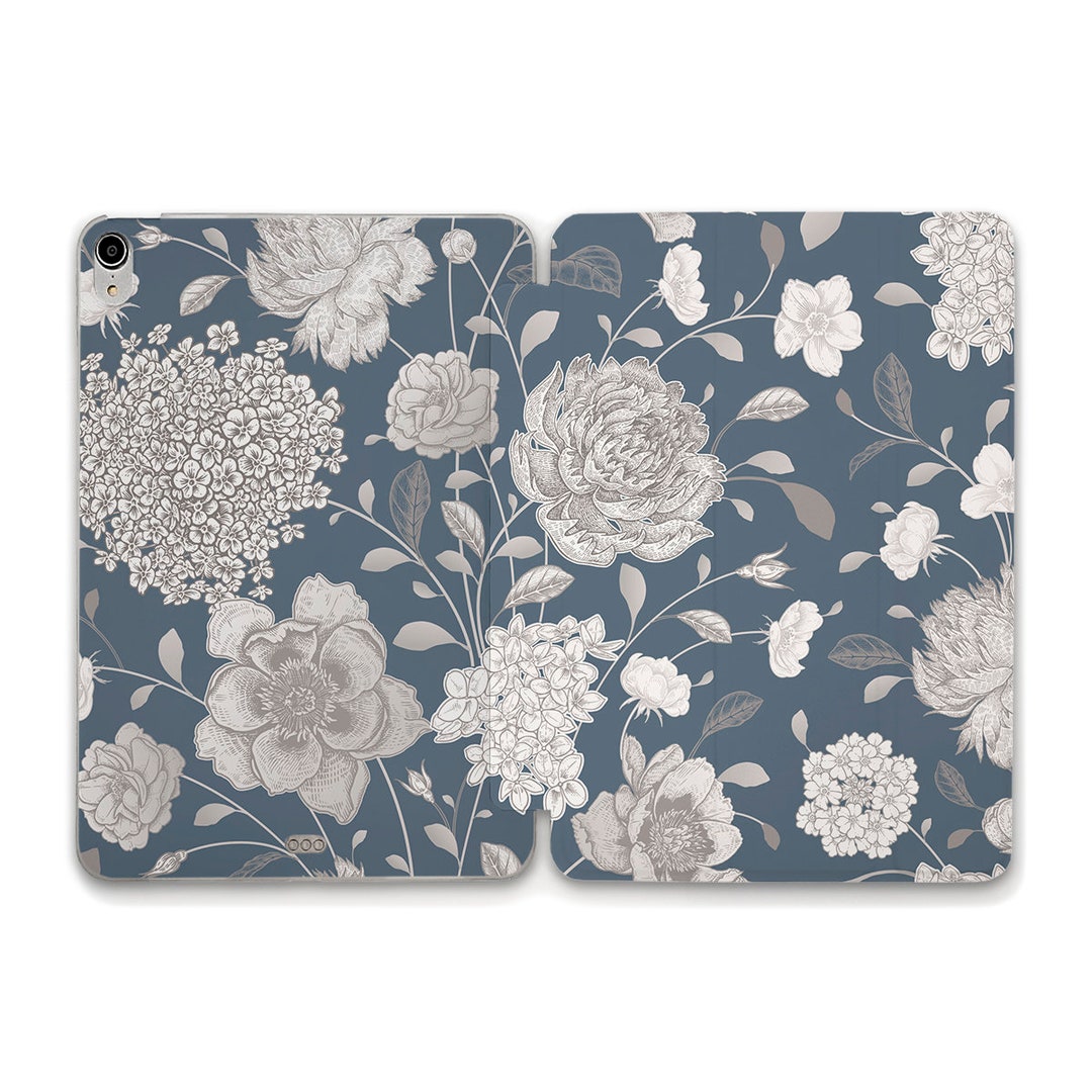 Floral iPad Case Blue Cute Aesthetic Flowers iPad 10th 10.2 9th Air 5 ...
