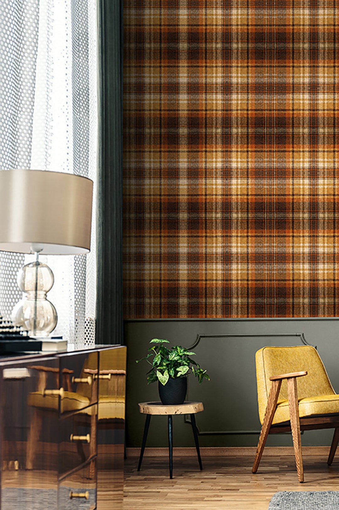 Tartan Wallpaper - Tartan Light and Dark Stripes - Etsy