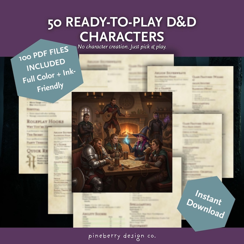 50 Ready to Play Dnd Characters | Level 3 D&D 5e Pre Generated ...
