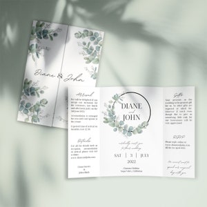 Gatefold Wedding Invitation Template Invitation Instant | Etsy
