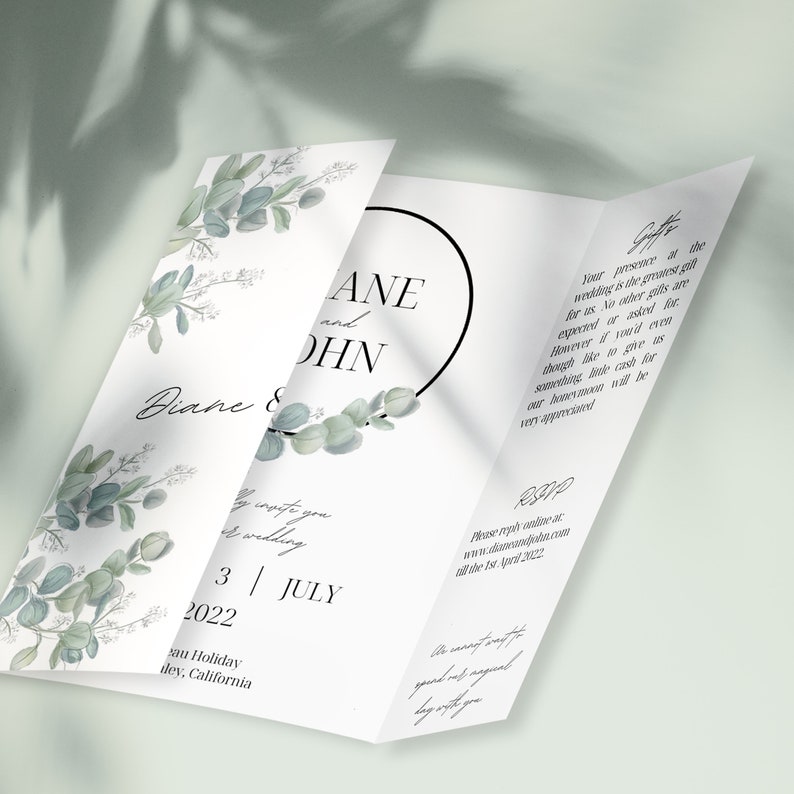 Gatefold Wedding Invitation Template Invitation Instant | Etsy