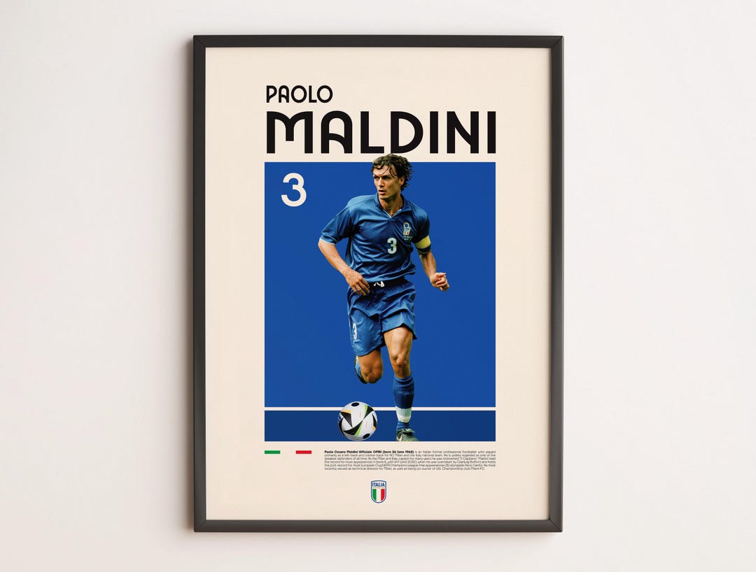 Maldini Poster, Football Poster, Wall Art Decor for Gym, Home Living ...