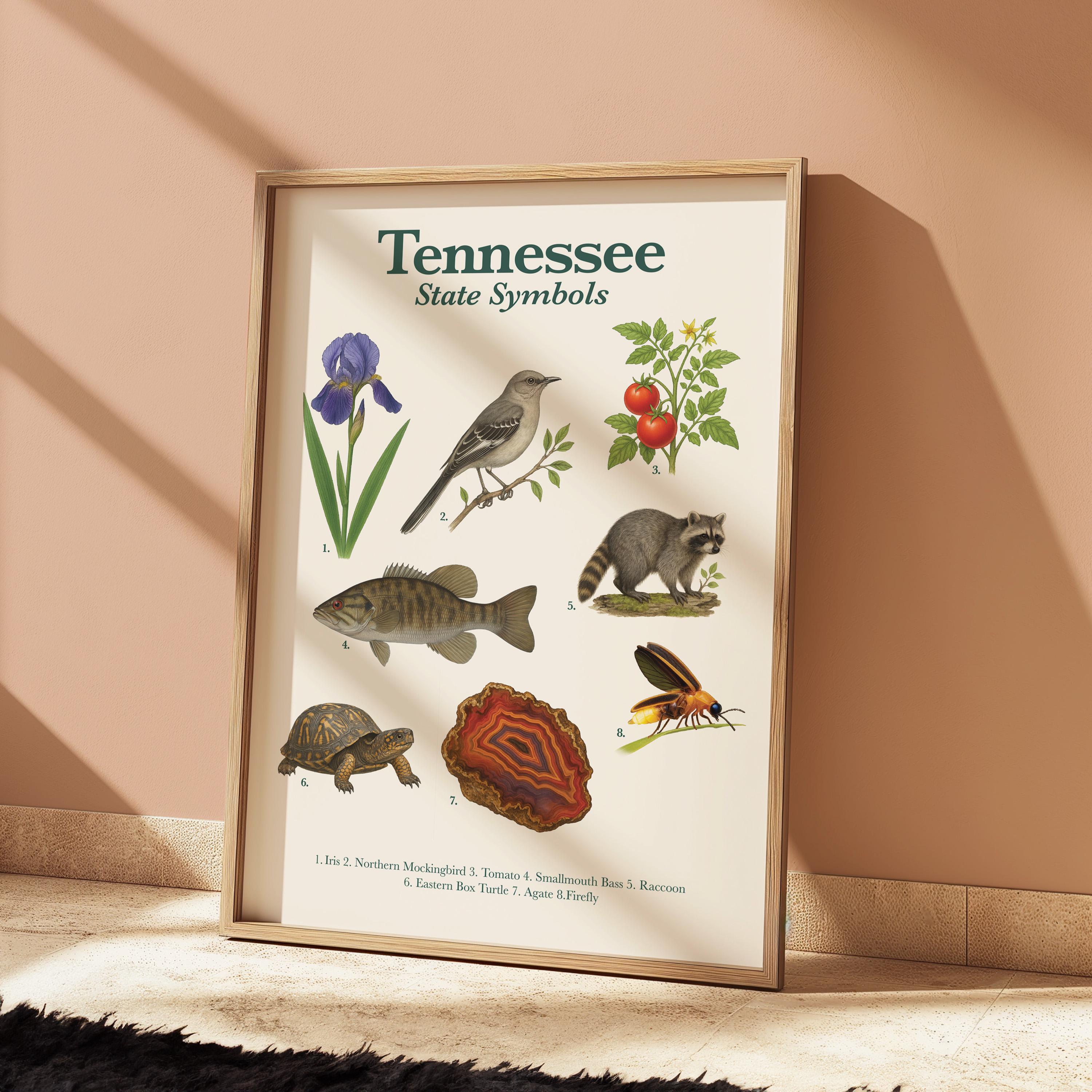 Tennessee State Symbols Poster: Educational Wildlife Art (digital ...