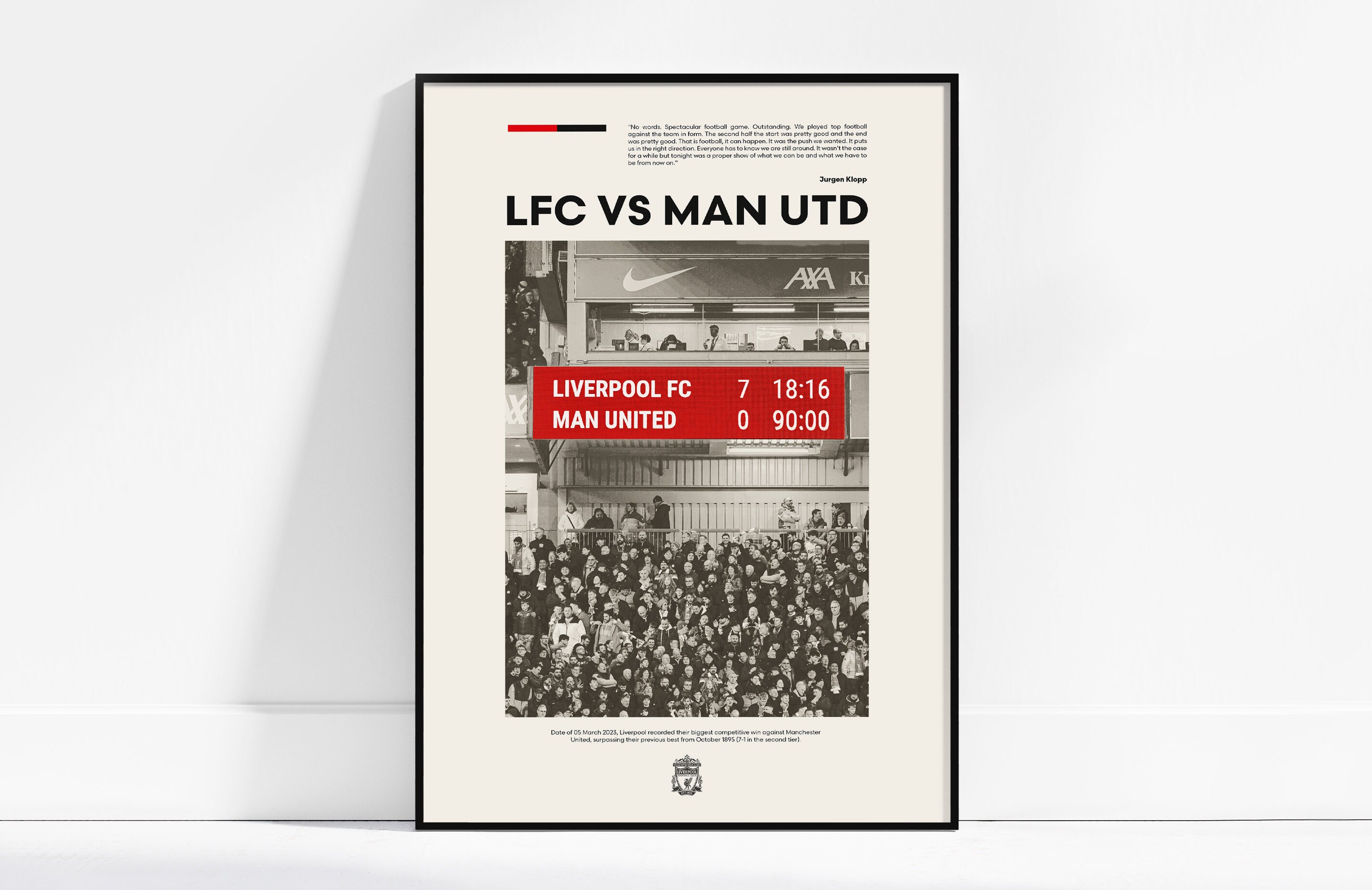 7-0 Liverpool 7-0 Manchester United Man Utd Prints & Frames - Etsy