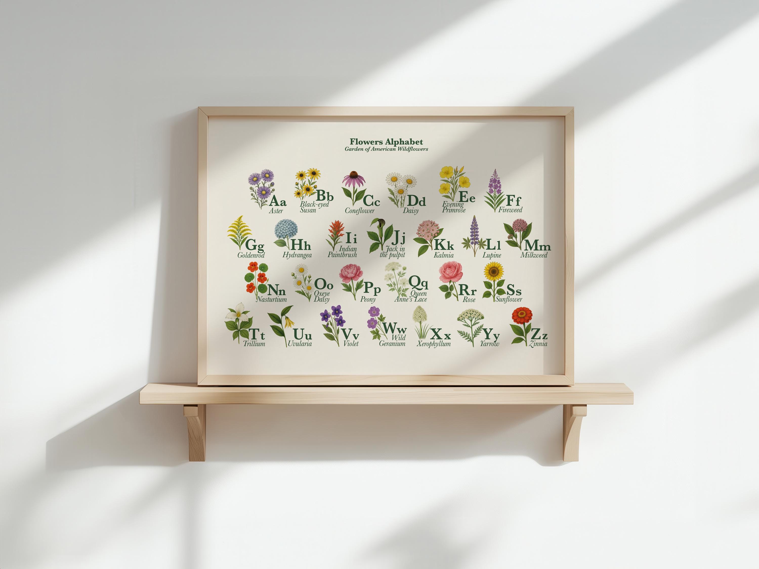 Wildflower ABC Poster: Botanical Alphabet Print for Kids (digital ...